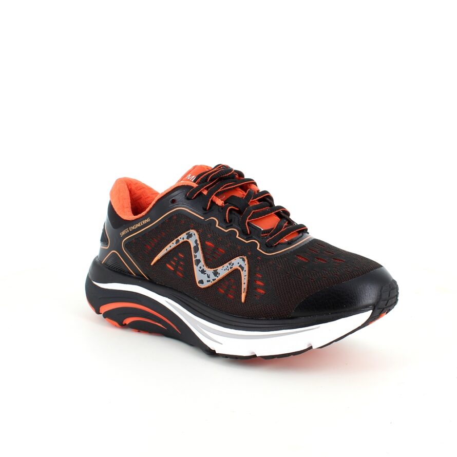 Sort sko fra MBT med fede orange detaljer - Sygeplejebutikken