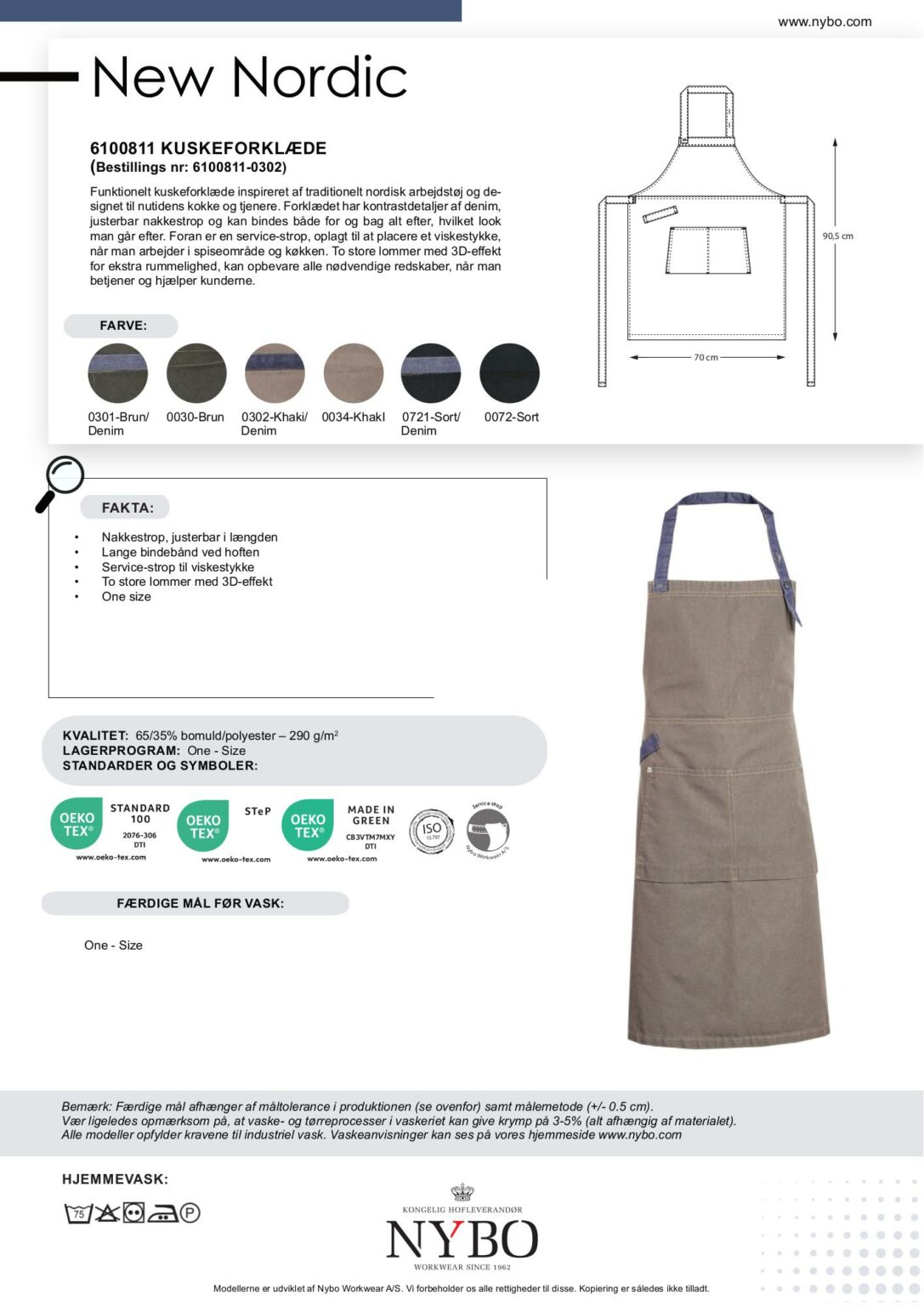 Nybo Khaki/Denimblå Unisex New Nordic Kuskeforklæde, Justerbar, 3D ...